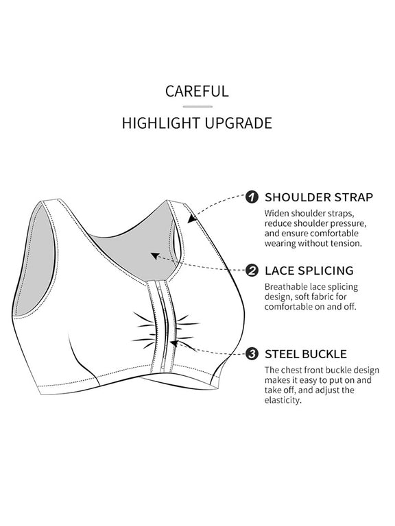 Plus Size Full Coverage Side Support Front Closure Bra ｜ Luna's Wish