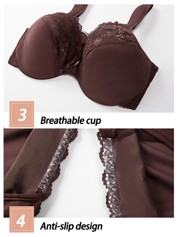 Lace Front Closure Underwire Full-Coverage Bra – Luna's Wish