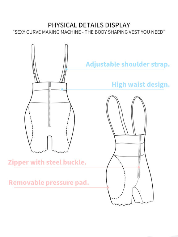 Plus Size Removable Padding Thigh Slimmer Tummy Control Body Shapewear ...