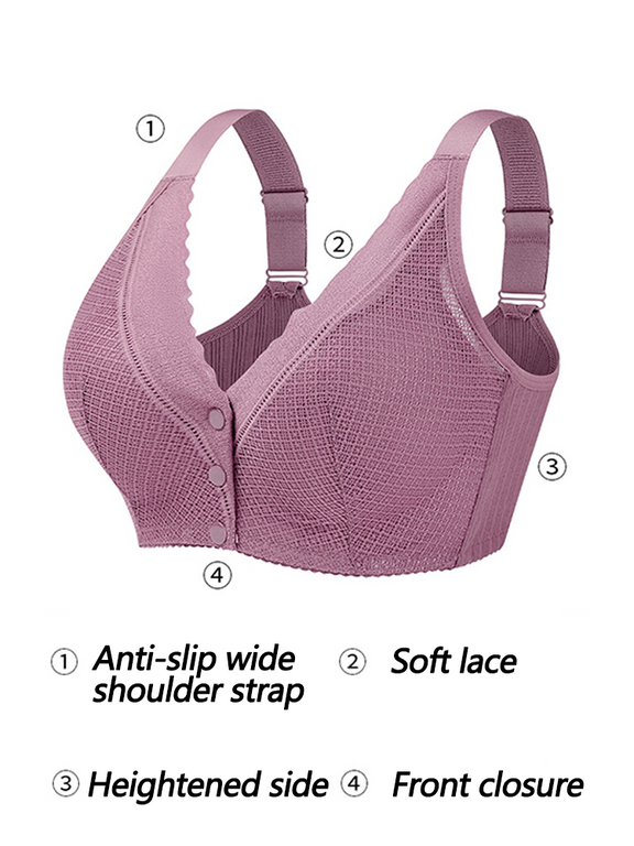 High Stretch Lace Front Button Wireless Bra | Luna's Wish