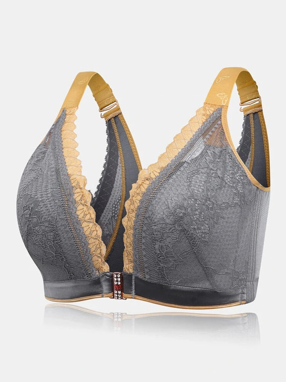 Front Closure Lace Sexy Push Up Wireless Bra Lunas Wish