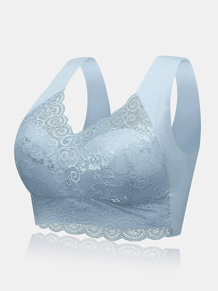Women Soft Wide Straps Wireless Full Cup Lace Bras | Luna's Wish
